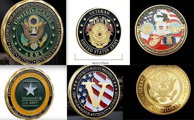 US ARMY VETERANS Military Coin Token Medal Medallions Challenge SET OF ...