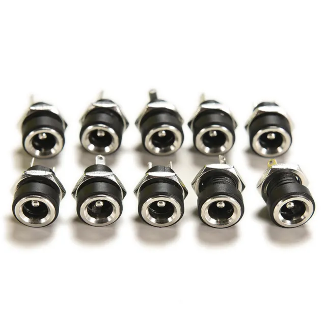 10X DC POWER Supply Jack Socket Female Panel Mount Connector 5.5 x 2 ...
