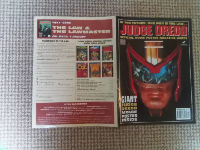 JUDGE DREDD OFFICIAL Film Movie Poster Magazine No.#1 1995 Sylvester ...