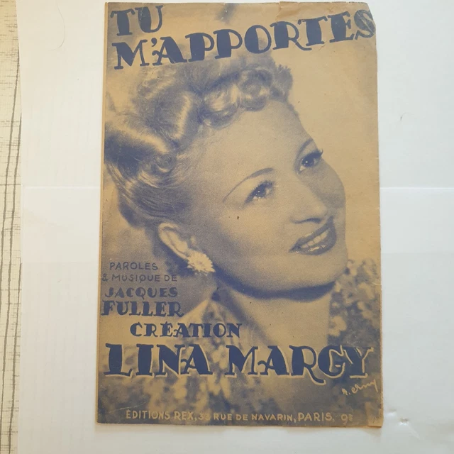 PARTITION TU M'APPORTES - LINA MARGY Slow Fox EUR 5,00 - PicClick FR