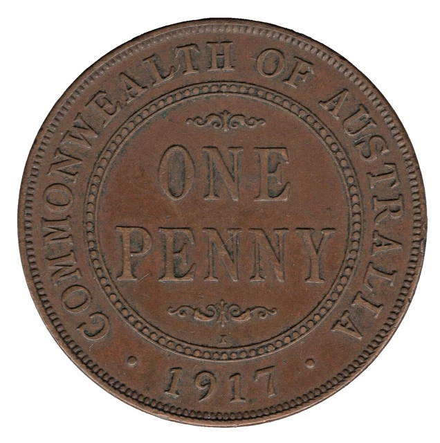 1917 I AUSTRALIA One Penny – George V Bronze Coin Indian Mint ...