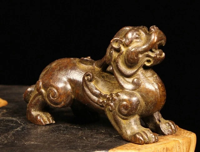 7CM RARE OLD Chinese Bronze Pixiu Beast Lucky Statue Sculpture Fengshui ...