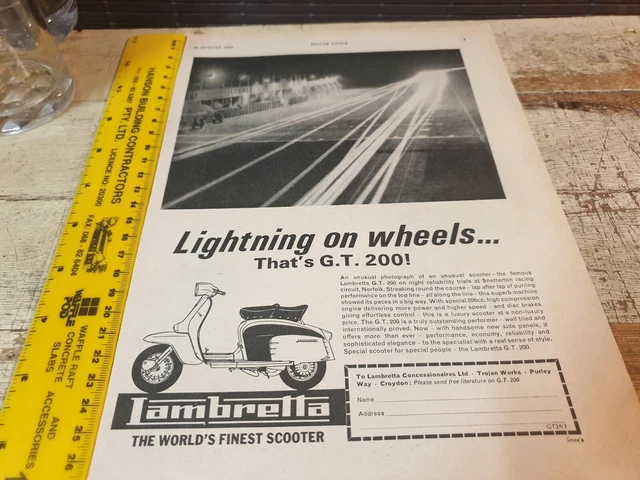 1964 LAMBRETTA GT200 SCOOTER Original UK Sales Advert $9.95 - PicClick AU