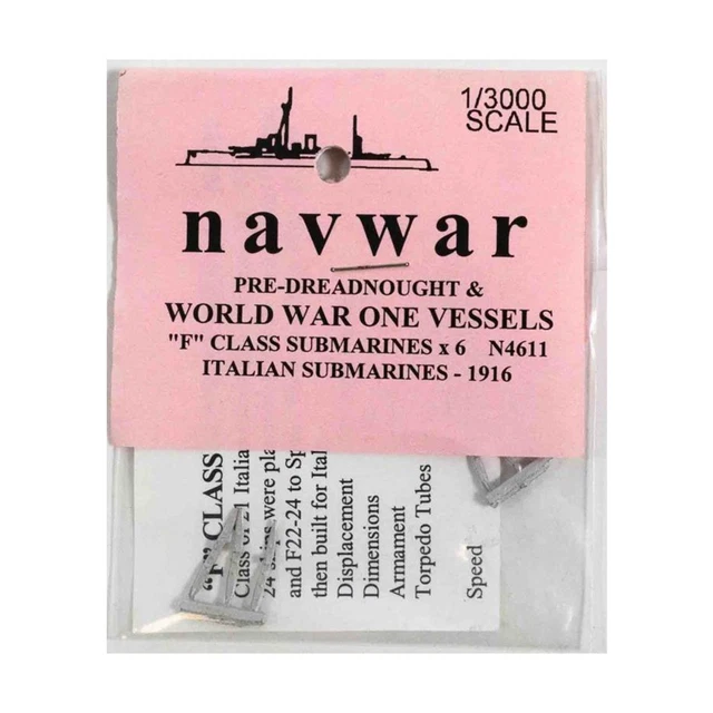 NAVWAR WWI NAVAL Mini 1/3000 Italian F-Class Submarine (1916) Pack New ...