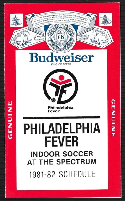 RARE 1981-82 PHILADELPHIA Fever MISL Pro Soccer Schedule !! Budweiser ...