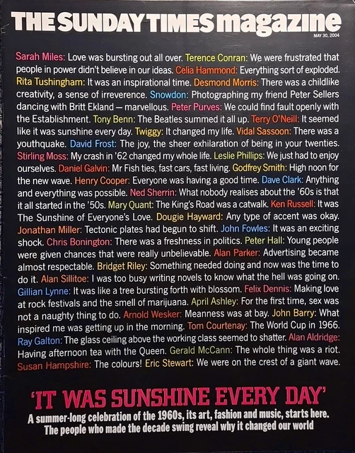 SUNDAY TIMES MAGAZINE May 30th 2004 - 'It Was Sunshine Every Day' £12. ...