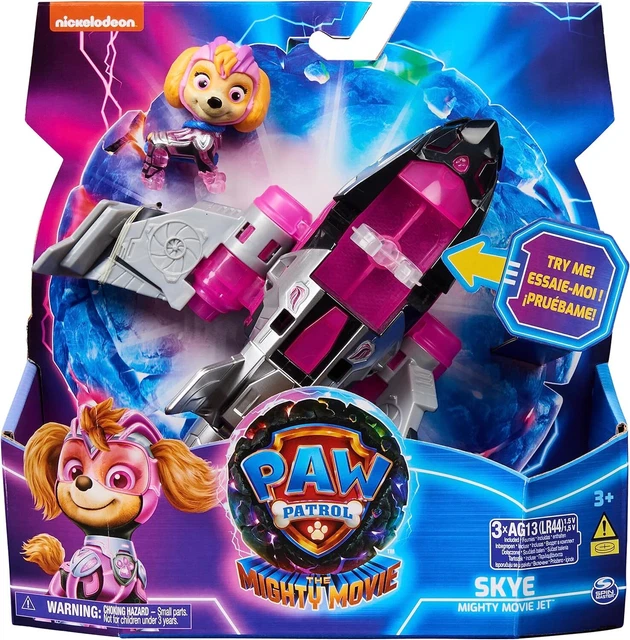 PAW PATROL: THE Mighty Movie Aeroplane Toy with Skye Mighty Pups Action ...