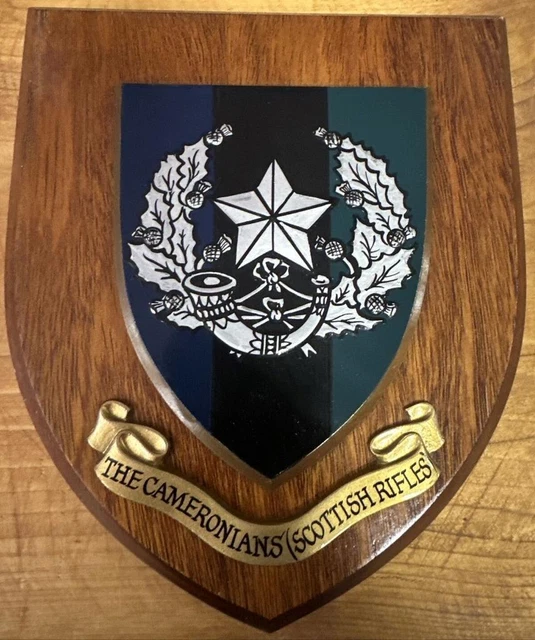 OLD SCOTTISH CAMERONIAN RIFLES Regiment Oak Crest Shield Plaque xz £75. ...