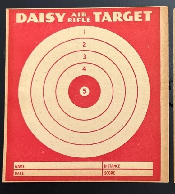 VINTAGE DAISY RED Ryder Bb Gun Rifle Target Bullseye Card Display Ad ...