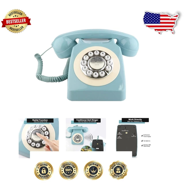 RETRO LANDLINE TELEPHONE - Vintage Corded Phone with Modern Push-Button ...
