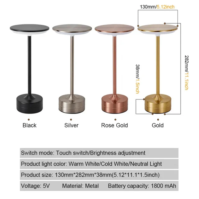 RECHARGEABLE LED TABLE Lamp Touch Sensor Portable Night Light Bedroom ...