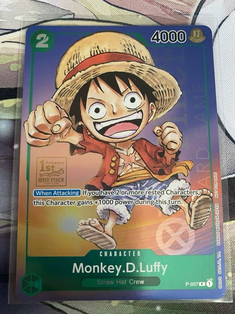 MONKEY D LUFFY P-037 OP05 1st Anniversary Stamped Promo Holo One Piece ...