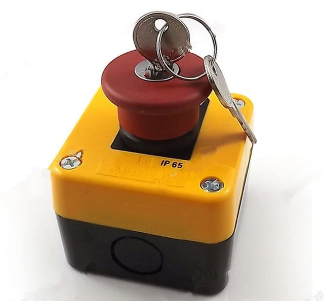RED SIGN EMERGENCY Stop Push Button Switch & Key / 660V £22.80 ...
