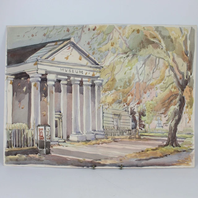 FRED SAWYER STREET museum city impressionist watercolour painting c1950 ...