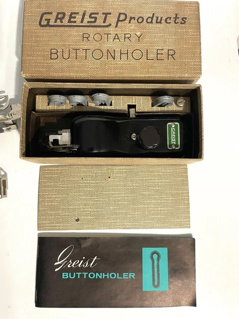 VINTAGE GREIST ORIG Box, Decorative Zigzagger,Buttonhoder, Attachments ...