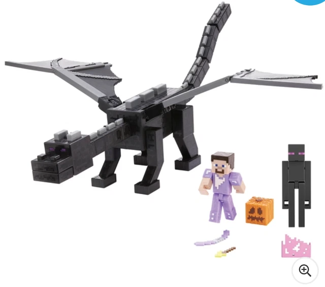 MINECRAFT 15TH ANNIVERSARY Ender Dragon with Steve and Enderman figures ...
