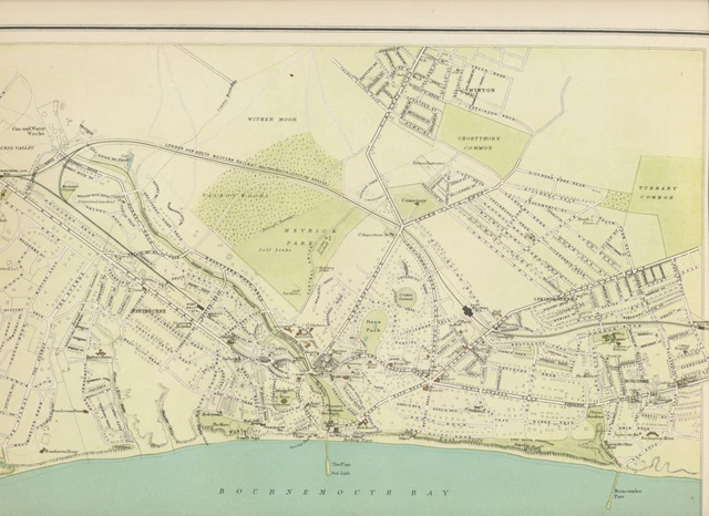 MAP &BOURNEMOUTH& FROM the Royal Atlas of England & Wales 35 cm x 23 cm ...