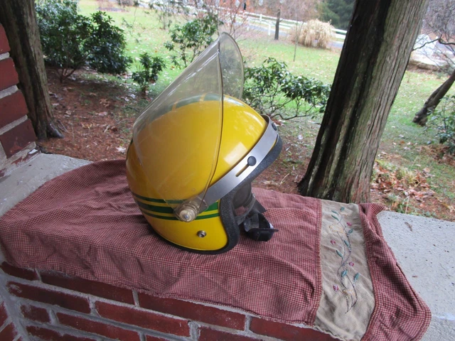 VINTAGE JOHN DEERE Snowmobile Motorcycle Helmet 1970'S Green Yellow X ...