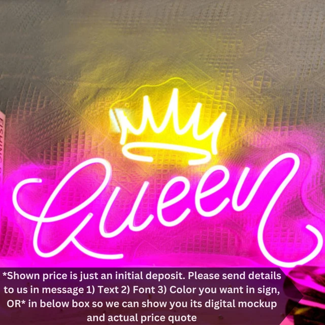 CUSTOM LED NEON Sign | Personalized Queen Room Lighting | Bespoke Neon ...