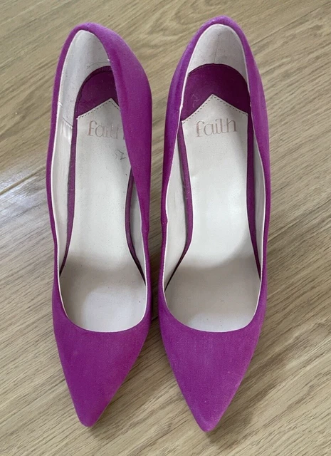 FAITH PINK-FUCHSIA Pumps Court Suedette High Heel Shoes Uk 7 (Eur 40) £ ...