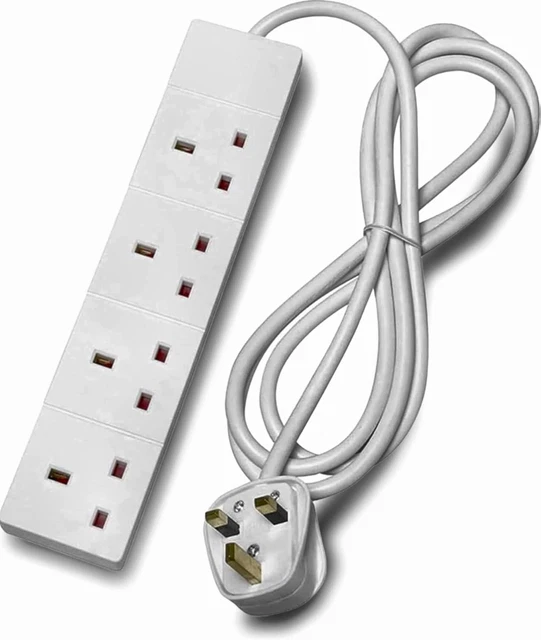 STATUS 4 WAY Socket Extension Lead 1m Cable Multi-Plug Power Strip £7. ...