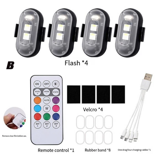 HIGH BRIGHTNESS 7-COLOR Rechargeable Flash Light Beads Enhance Driving ...
