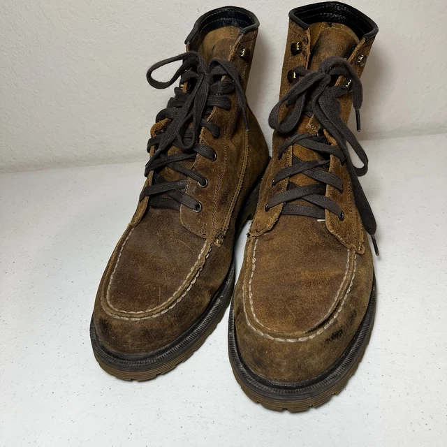 FRYE DAKOTA SUEDE Boots Lace-up 6" Moc toe Distressed Brown Men's US 11 ...