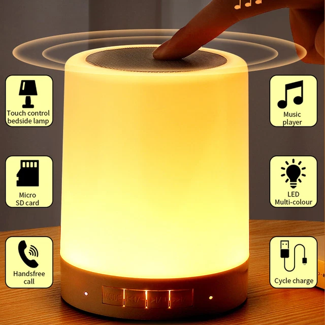 7 COLOURS LED Bluetooth Speaker Touch Night Light Smart Desk Lamp ...