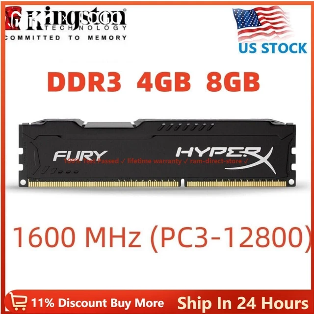 HYPERX FURY DDR3 4GB 8GB 16GB 1600 MHz PC3-12800 Desktop RAM Memory ...