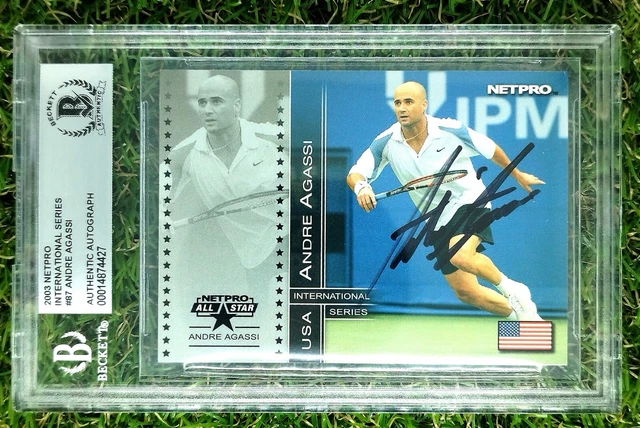 ANDRE AGASSI 2003 NETPRO ALLSTAR Tennis #87 Autografo Autentico BECKETT ...