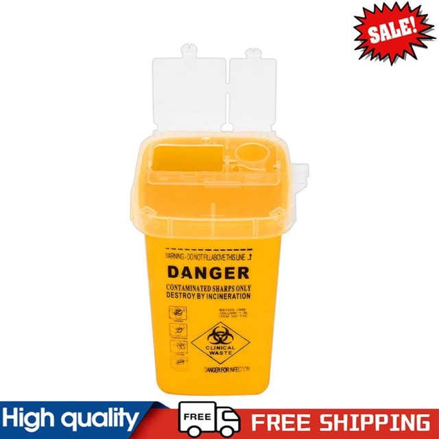 SHARPS BIN MEDICAL Biohazard Piercing Needles Tattoo Waste Box (Yellow ...