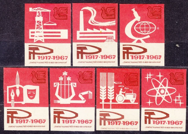 SU LTSR 1967 Matchbox Label #05-7 set, 1917-1967. EUR 3,17 - PicClick FR