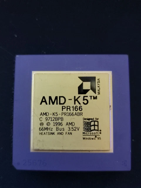 PROCESSEUR CÉRAMIQUE COLLECTIONNABLE Amd-K5-Pr166Abr Processeur Vintage ...