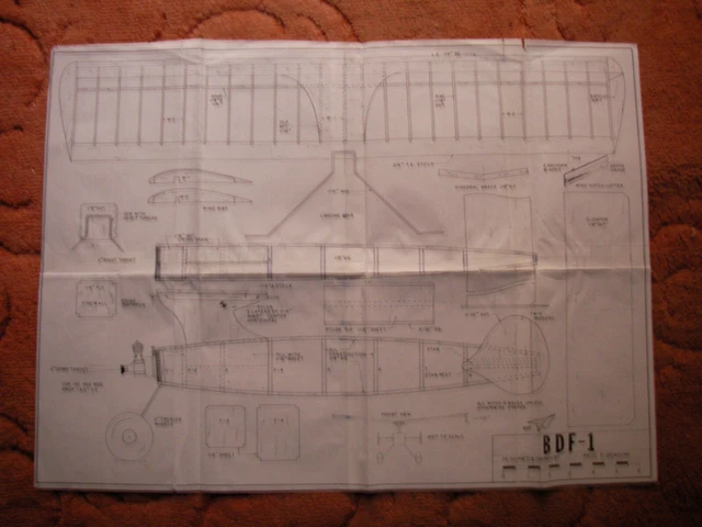 MODEL PLANS OF the BDF-1 a vintage pylon duration modelof 24" wingspan ...