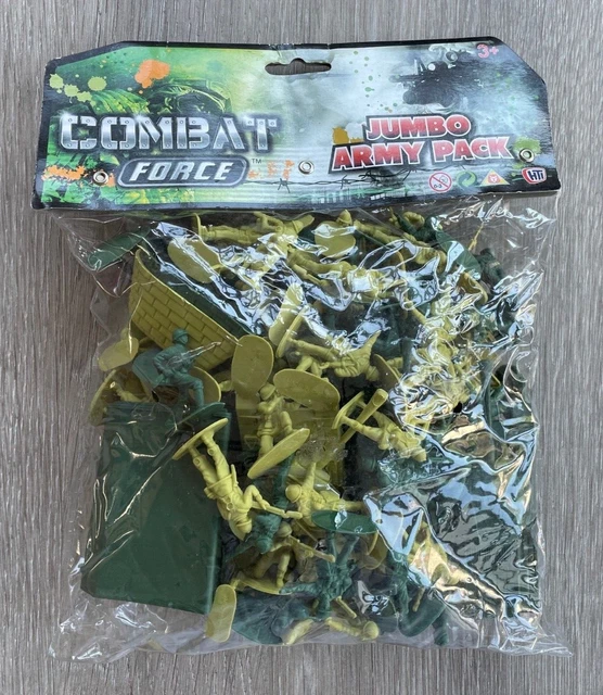 COMBAT FORCE JUMBO Pack Plastic Toy Soldiers Traditional Green Army Men ...