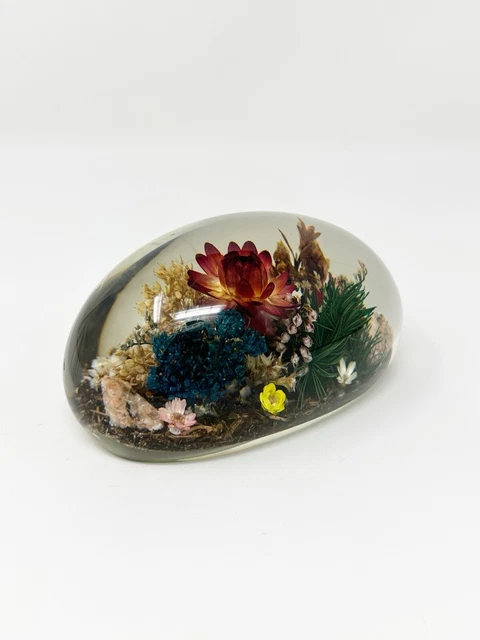 TARAX INFINITY PRODUCTS Paperweight Floral Landscape Lucite Polyquartz ...