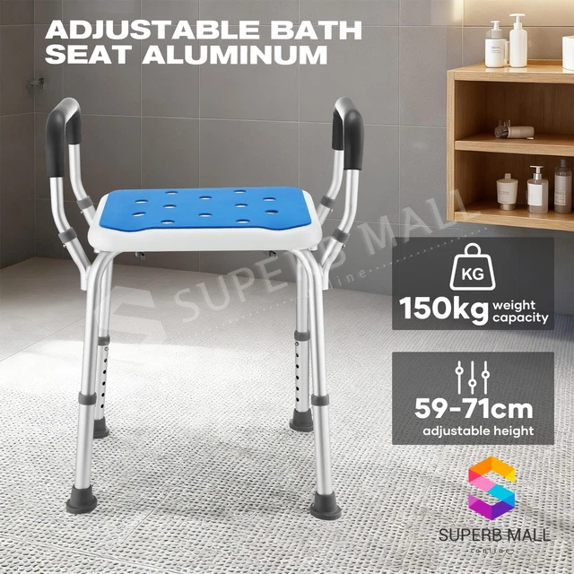 ADJUSTABLE BATH SHOWER Chair Seat Bathtub Armrest Bench Bathroom Safety ...