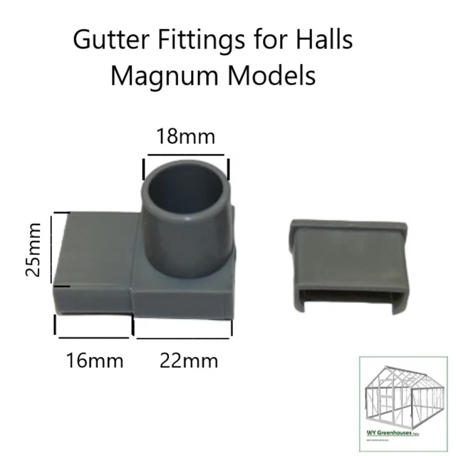 GREENHOUSE PARTS SPARES for Halls Magnum Gutter Outlet & Blank End ...