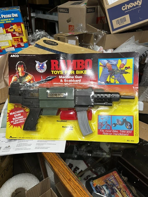VINTAGE ARCO RAMBO Toy Machine Gun Made In Hong Kong 1986 sealed on ...
