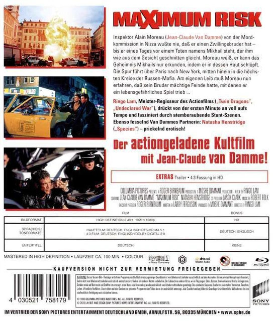 MAXIMUM RISK (BLU-RAY): - Sony Pictures Entertainment Deutschland GmbH ...