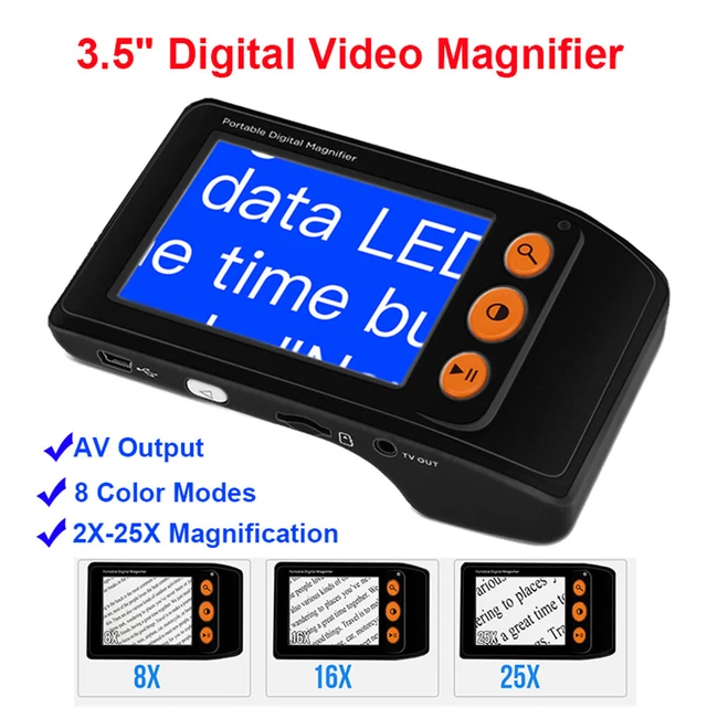 ELECTRONIC 3.5& DIGITAL 2-25X Magnifier Portable Foldable Reading Aid ...