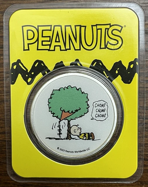 2023 PEANUTS CHARLIE Brown “Chomp Chomp Chomp” 1 Oz .999 Silver Round ...