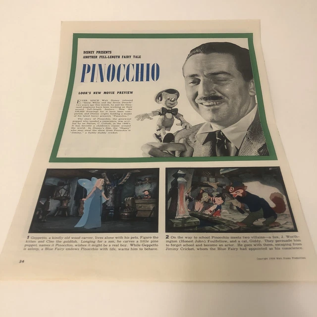 WALT DISNEY’S 1939 Pinocchio Magazine Pages $14.98 - PicClick CA