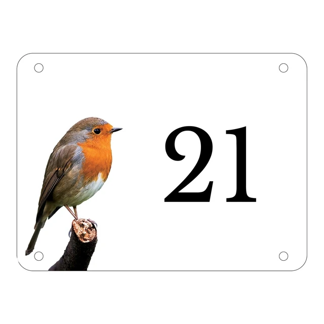 PERSONALISED ALUMINIUM ROBIN House Number Sign White (UV Printed) £7.99 ...