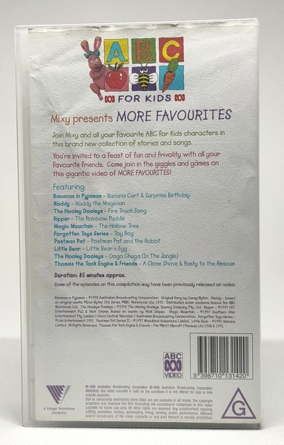 MIXY PRESENTS MORE Favourites A.B.C for Kids VHS PAL 1998 Thomas ...