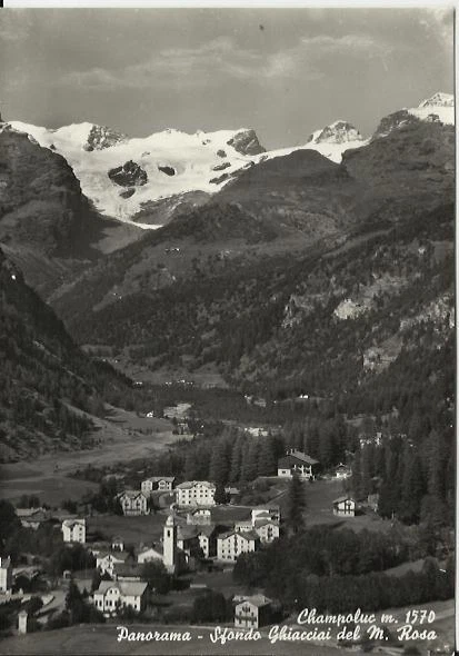 CHAMPOLUC PANORAMA SFONDO ghiacciai del monte rosa EUR 7,50 - PicClick IT