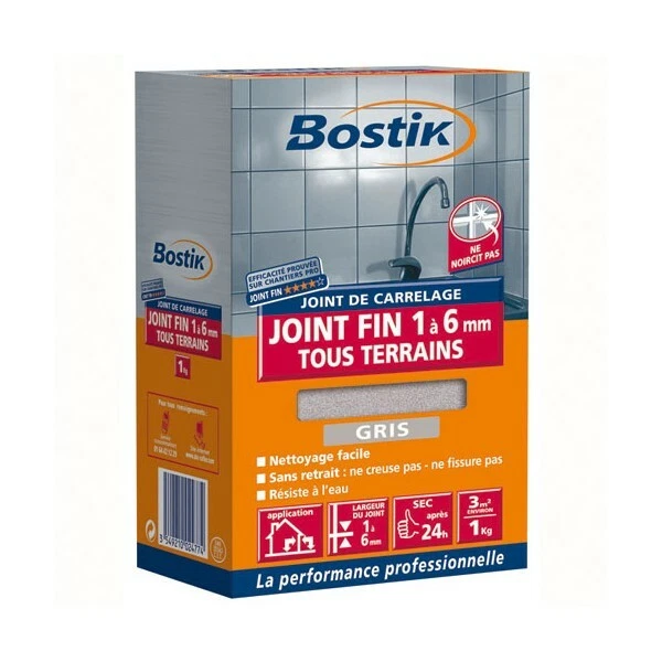 BOSTIK - JOINT carrelage fin - tous terrains - gris - 1 Kg EUR 14,96 ...