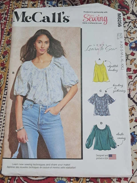 MCCALLS M8526 SEWING pattern scoop neck raglan gypsy blouse uncut sizes ...