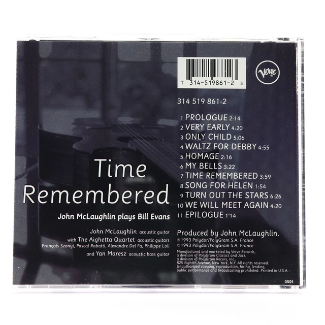 TIME REMEMBERED : John McLaughlin joue Bill Evans (CD 1993 Verve) 314 ...