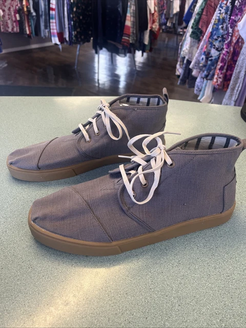 TOMS CHUKKA BOOTS Shoes Men’s 12 Bota Gray Canvas Lace Up High Tops ...